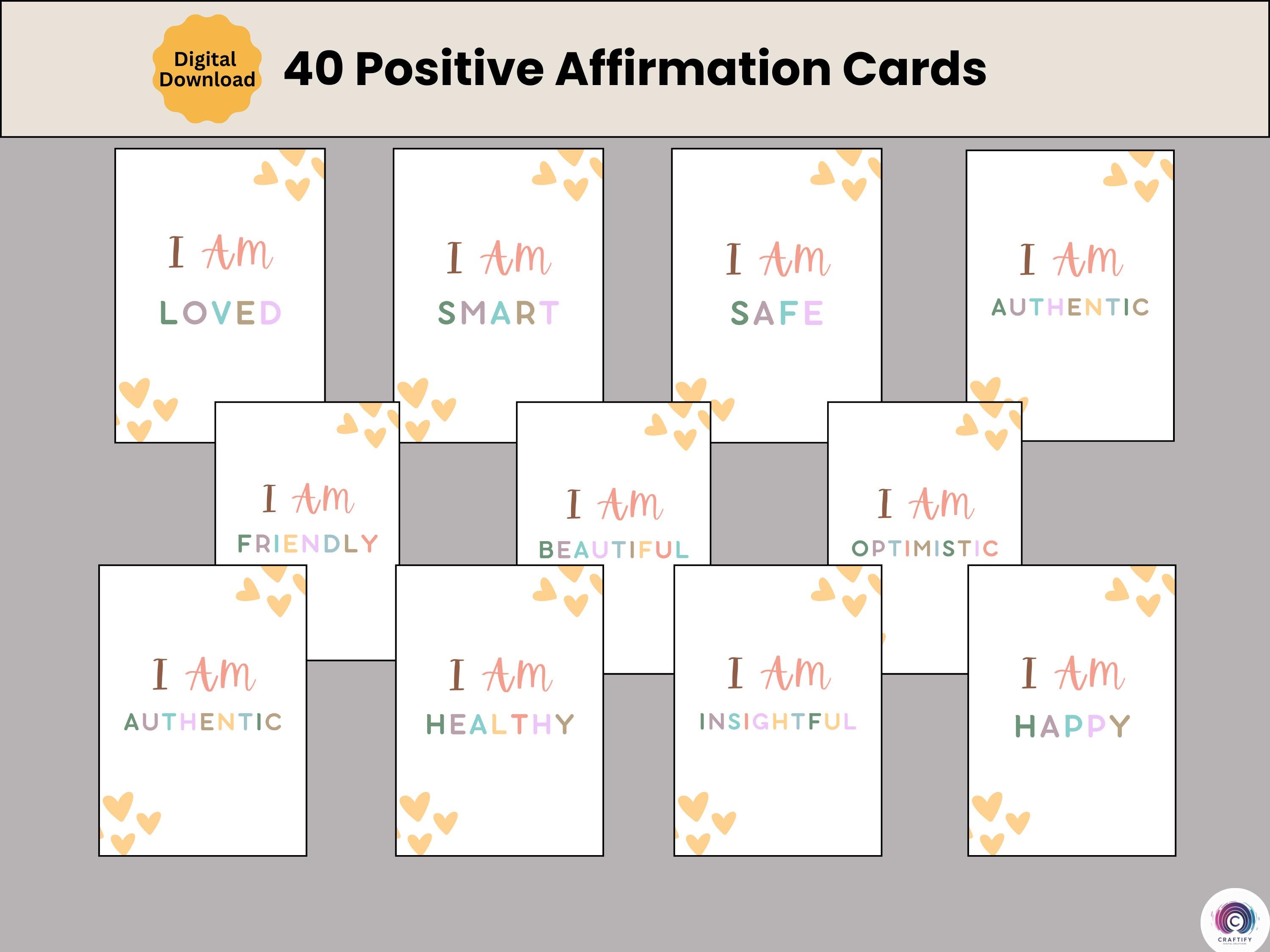 Positive Affirmation Cards for Kids - Digital Download, Rainbow Pattern ...