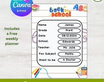 Editable Back to School Sign First Day of School Printable Instant ...
