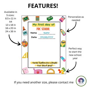 Editable Back to School Sign First Day of School Printable Instant ...