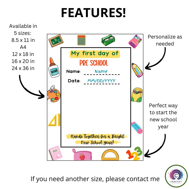 Editable Back to School Sign First Day of School Printable Instant ...