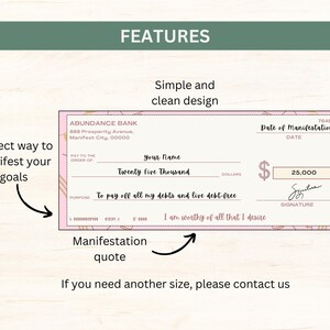 Digital Manifestation Checks Printable | 4 Colors | Law of Attraction ...