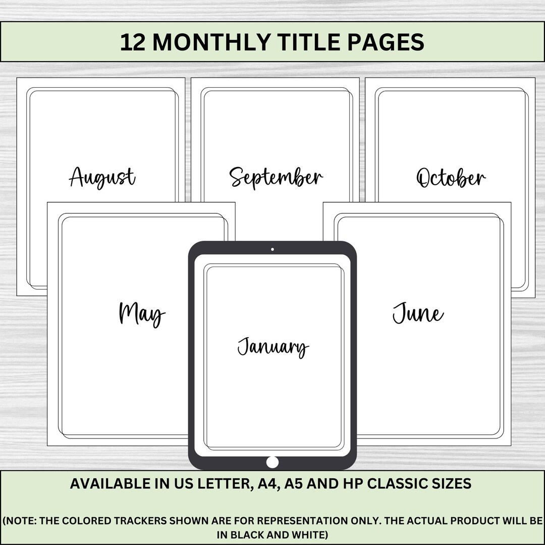 Minimalist Monthly Journal Title Pages: Elegant Printable Covers ...