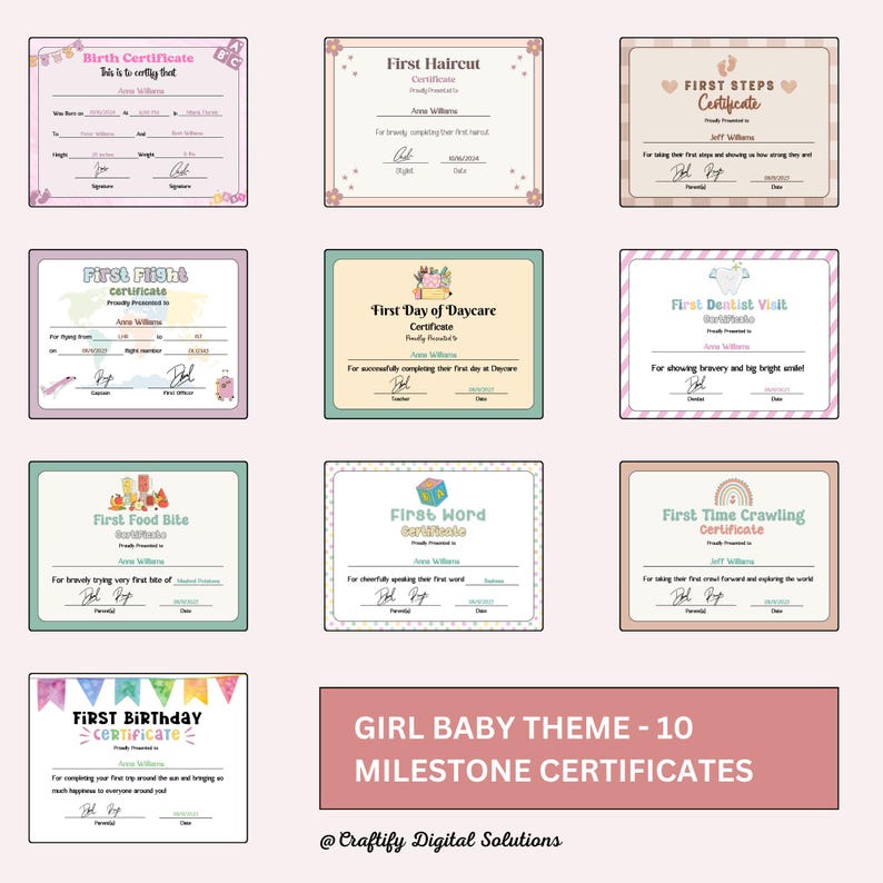 Baby Milestone Certificates: First Year Keepsake (digital Download) - Etsy