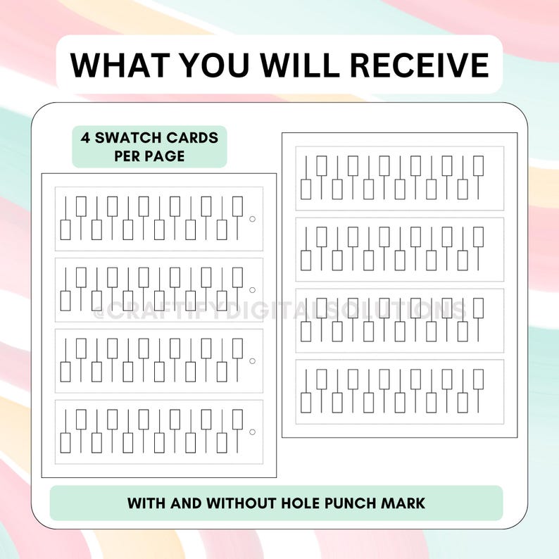 Printable Swatch Cards: Color Chart DIY (US Letter & A4) (PDF Pattern ...