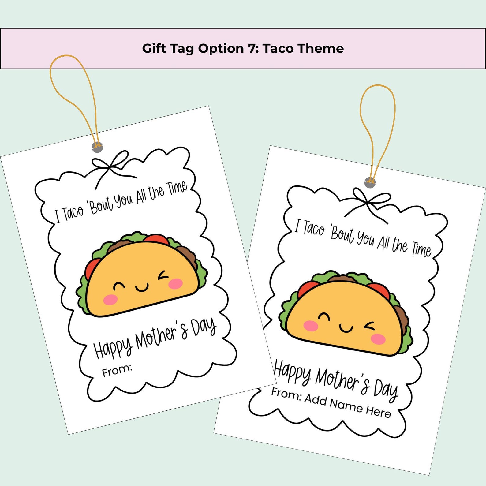 Funny Food Pun Mother's Day Gift Tags | Printable, Editable (PDF) - Etsy