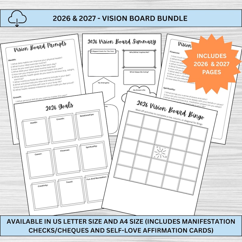 2026 Vision Board Bundle: Printable and Digital Goal Planner (PDF) - Etsy