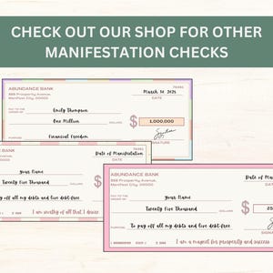 Digital Manifestation Checks Printable | 4 Colors | Law of Attraction ...