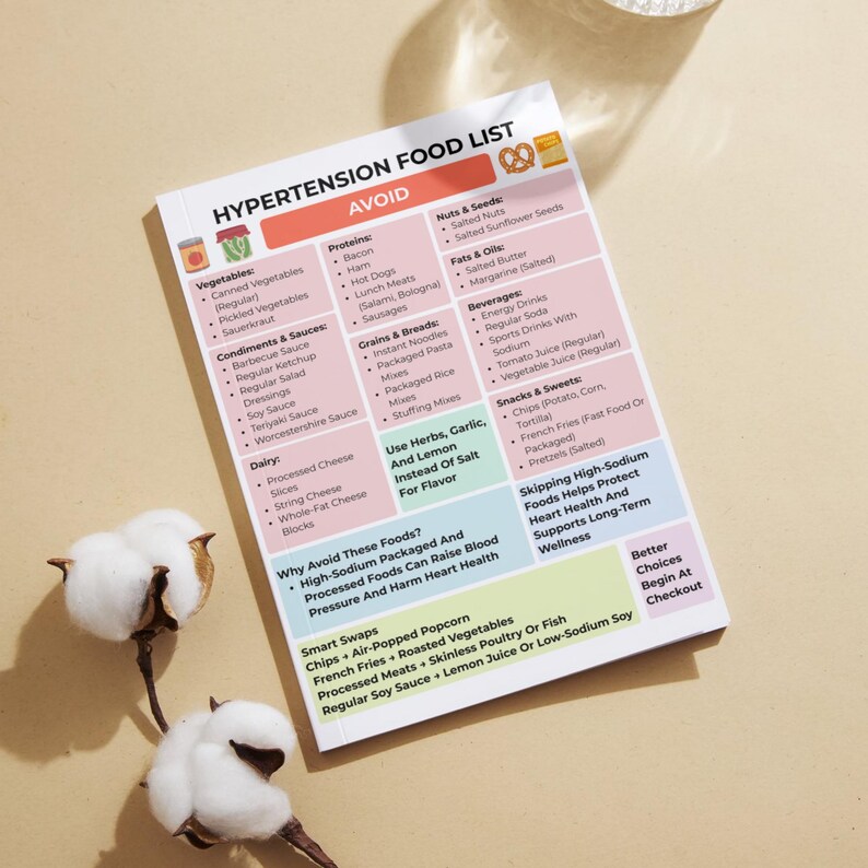 High Blood Pressure Food List | Hypertension Diet Chart (printable PDF ...