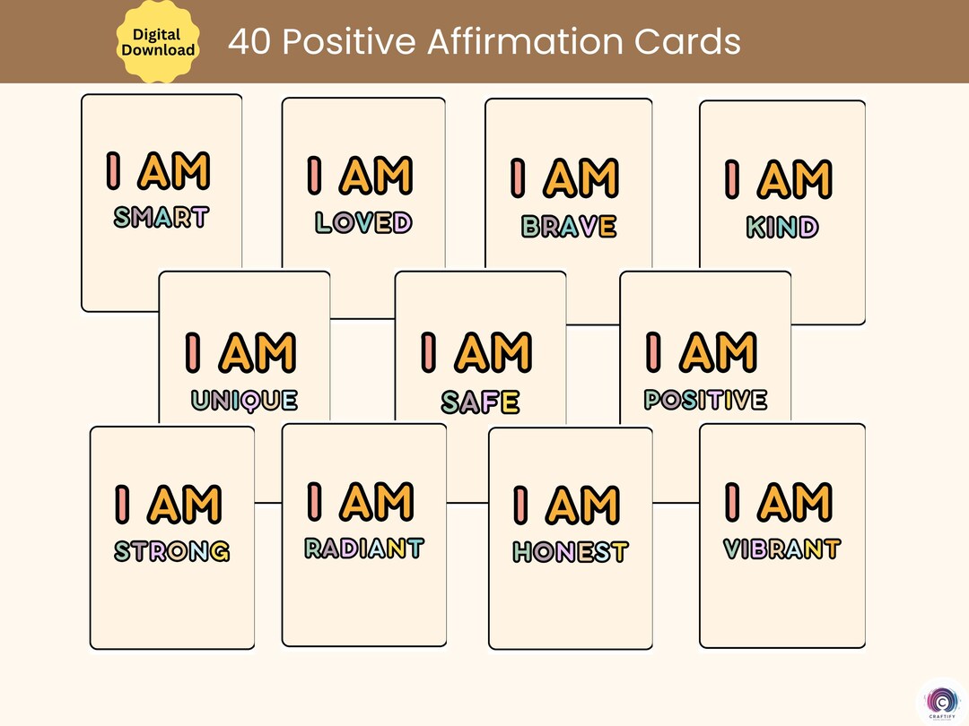 Rainbow Positive Affirmation Cards for Kids (digital Download) - Etsy