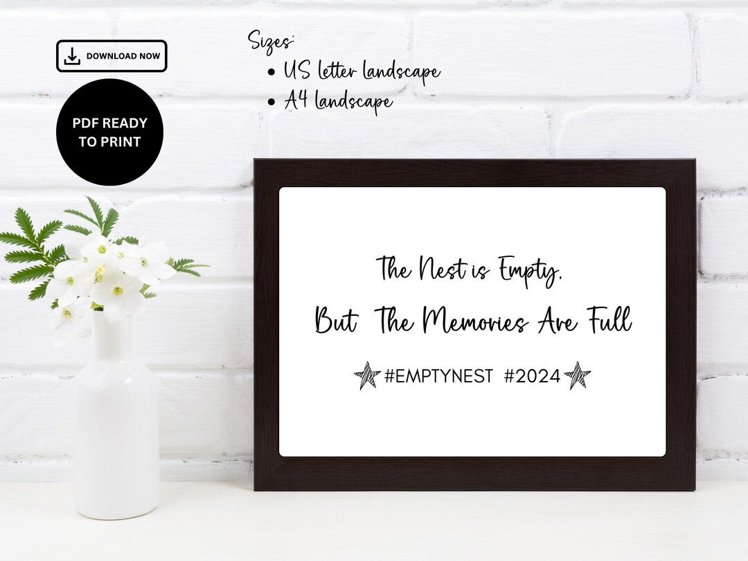 Empty Nester Photo Sign Digital Download US Letter A4 Landscape ...