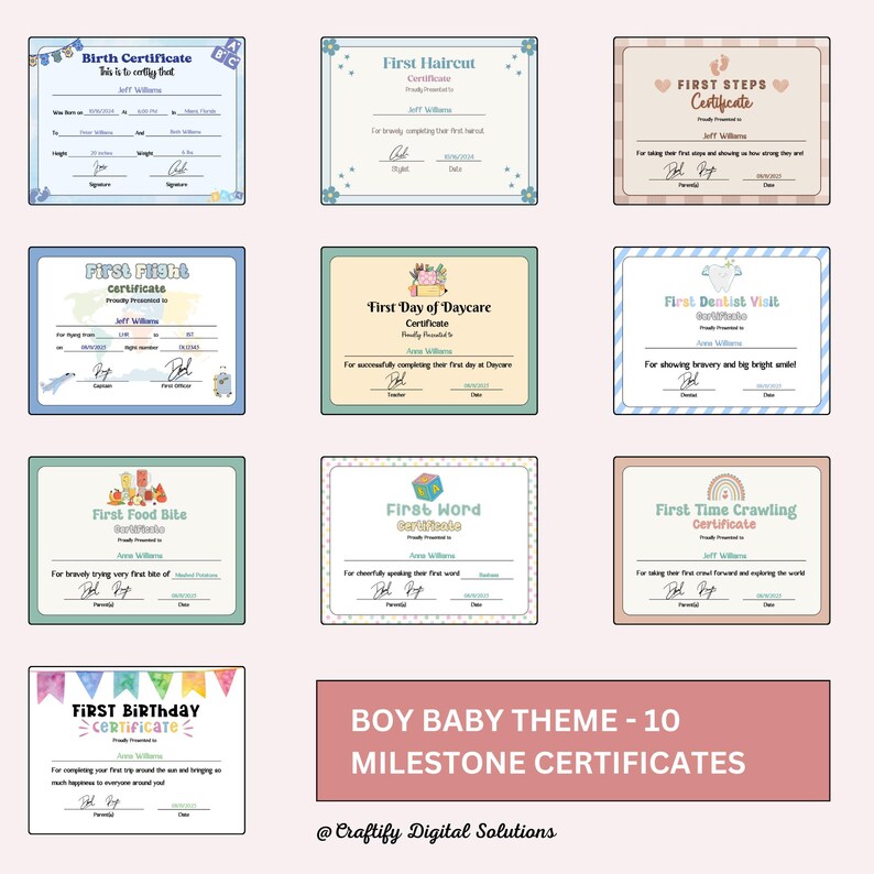 Baby Milestone Certificates: First Year Keepsake (digital Download) - Etsy