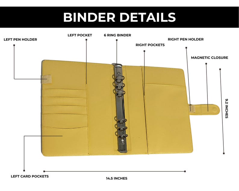 A5 PU Leather Binder For Bullet Journal Organizer | 6-Ring Planner ...