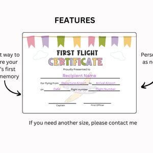 First Flight Certificate Keepsake for Infant, Toddlers and Kids ...