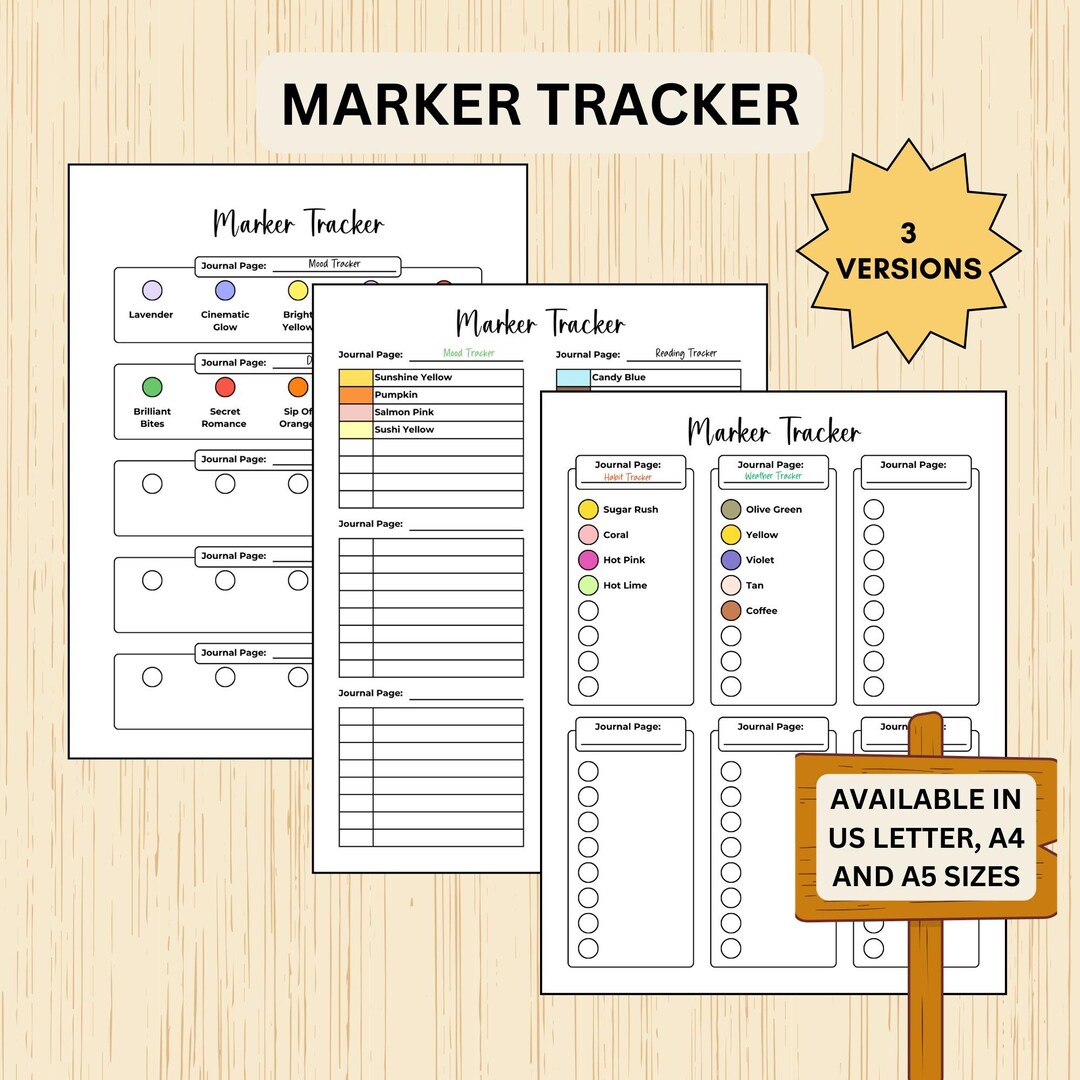Marker Tracker- Bullet Journal - Track Pen & Marker Colors | Digital ...