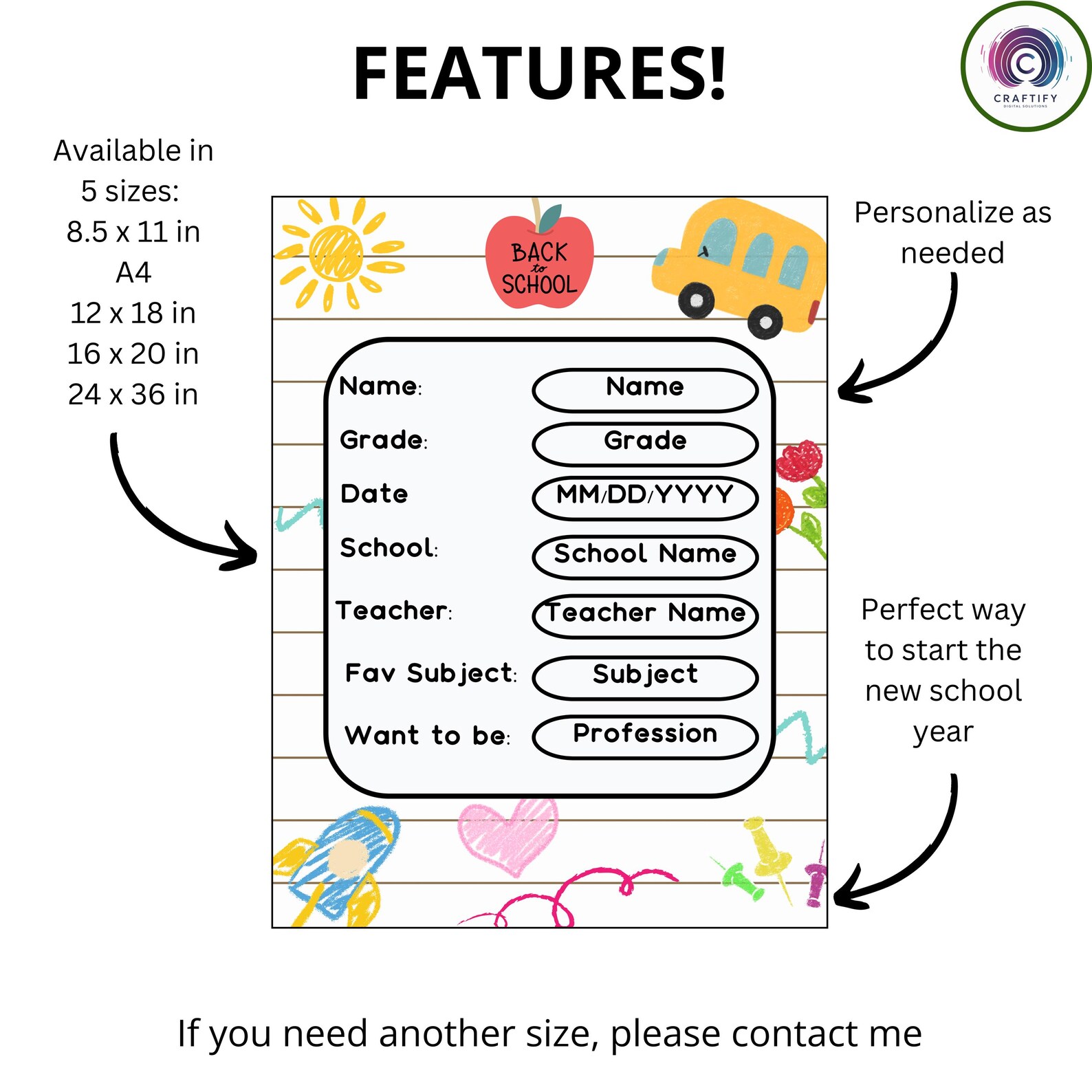 Editable Back to School Sign First Day of School Printable Instant ...