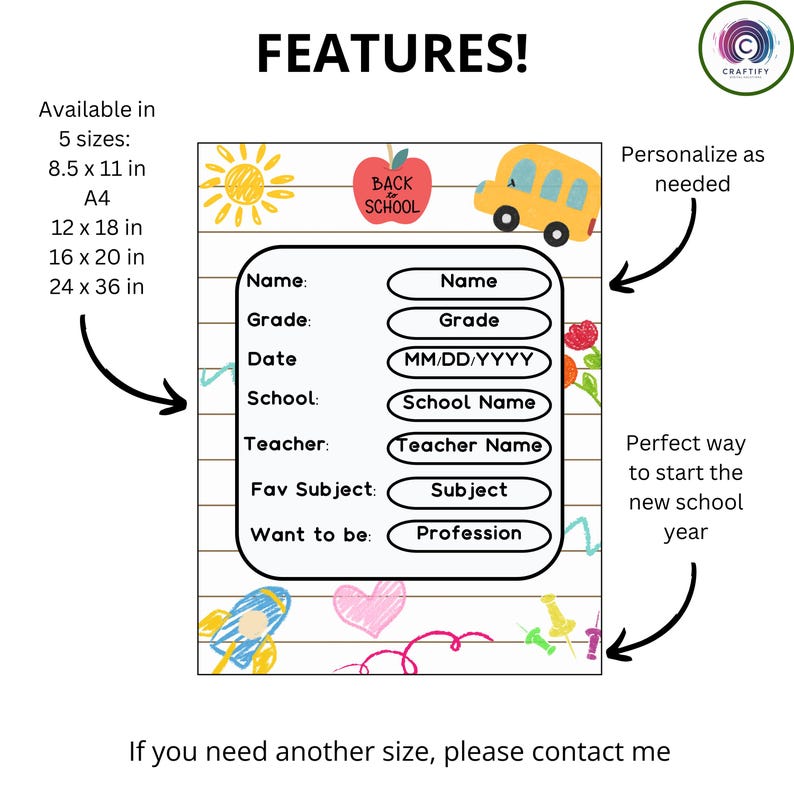 Editable Back to School Sign First Day of School Printable Instant ...