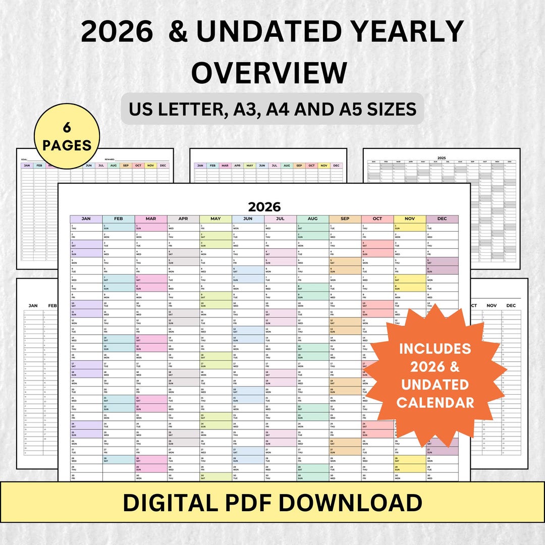 2026 Yearly Overview Printable: Challenge Tracker (digital Download) - Etsy