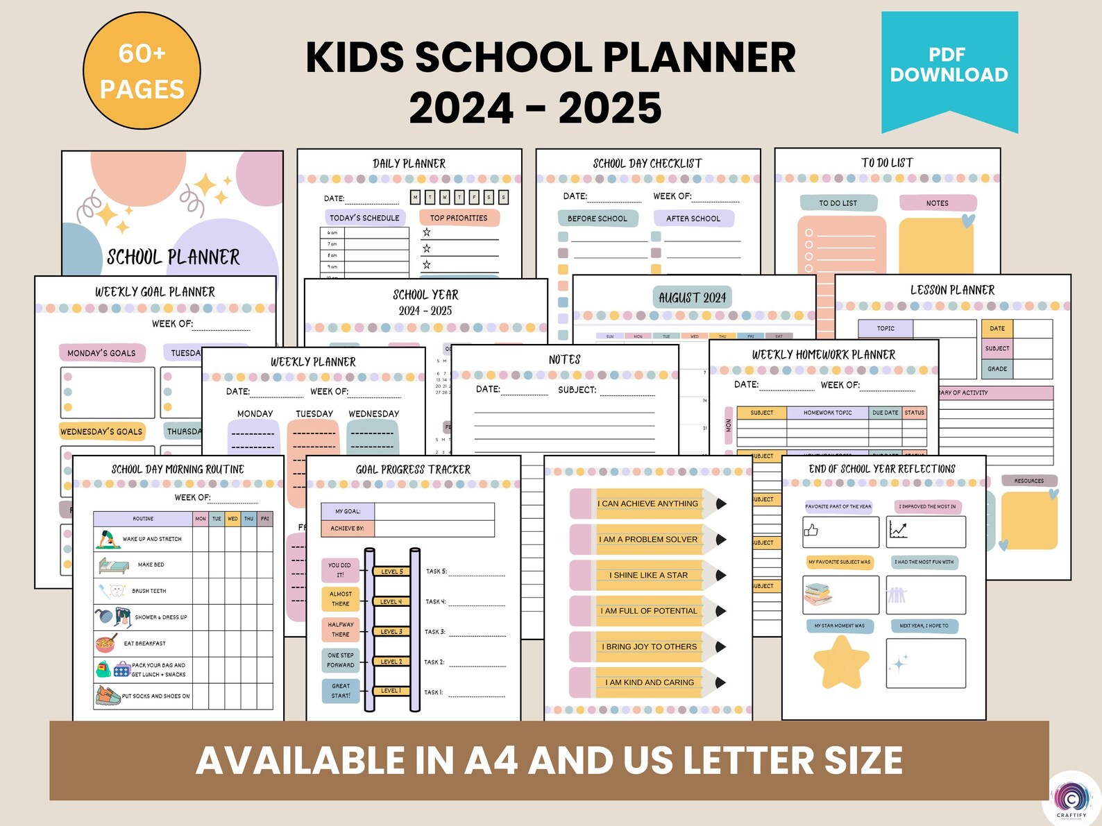 Kids School Planner, 2024, Daily Planner, Goal Planner, Exam Prep, Goal ...