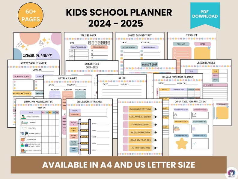 Kids School Planner, 2024, Daily Planner, Goal Planner, Exam Prep, Goal ...