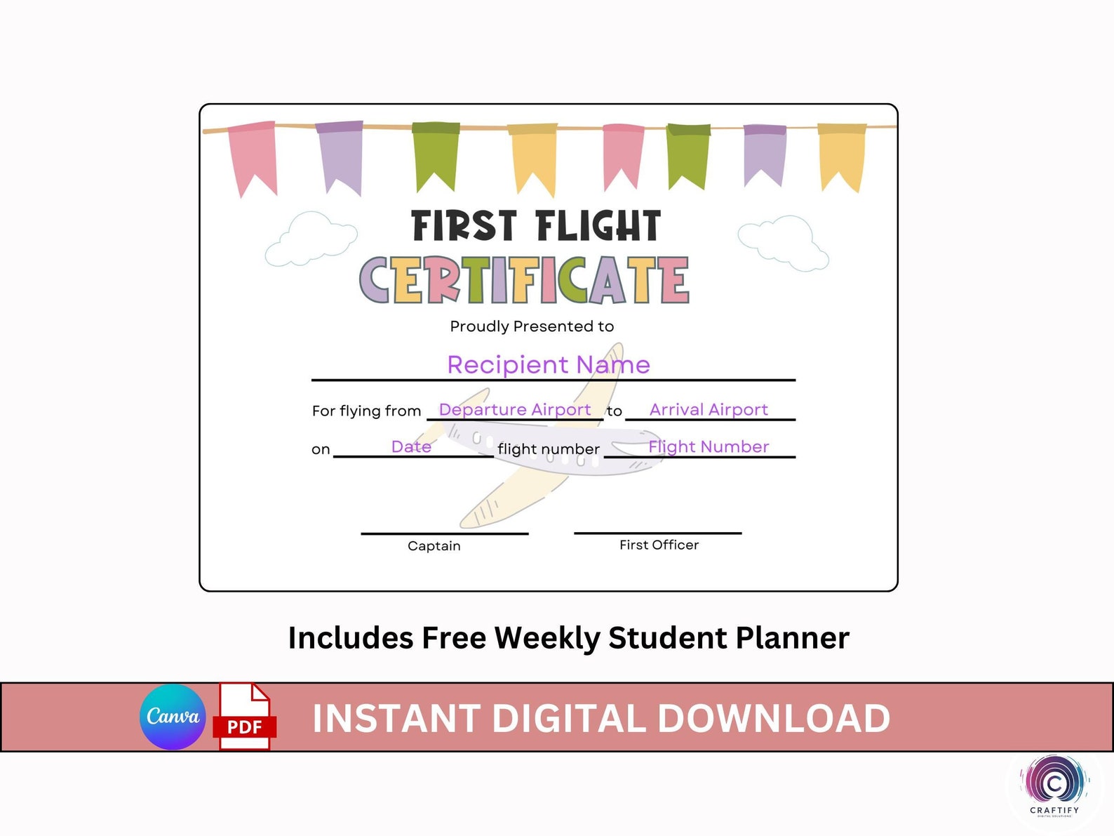 First Flight Certificate Keepsake for Infant, Toddlers and Kids ...
