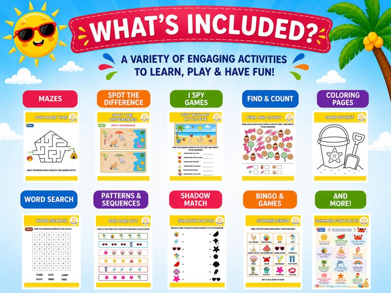 Summer Activity Workbook for Kids Ages 4-6 – Printable Learning Games ...