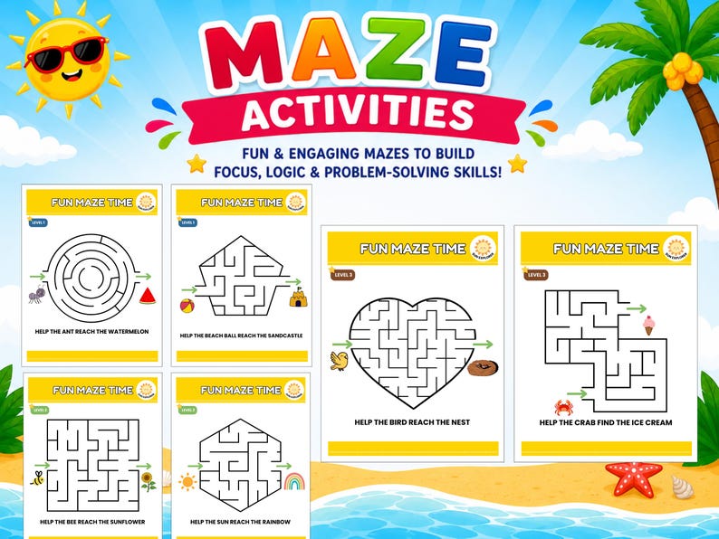 Summer Activity Workbook for Kids Ages 4-6 – Printable Learning Games ...