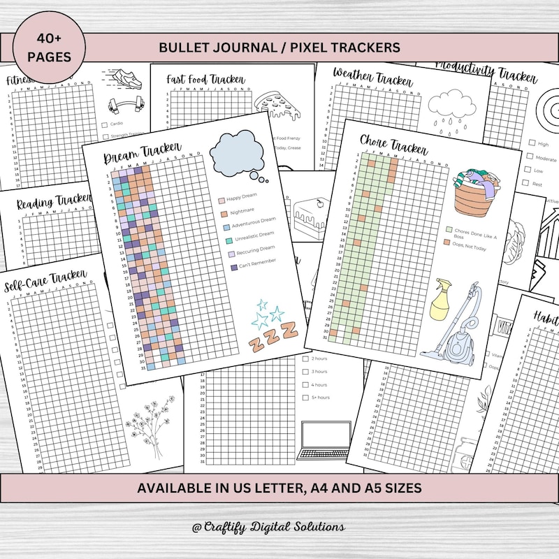 Pixel Journal Tracker - Etsy UK