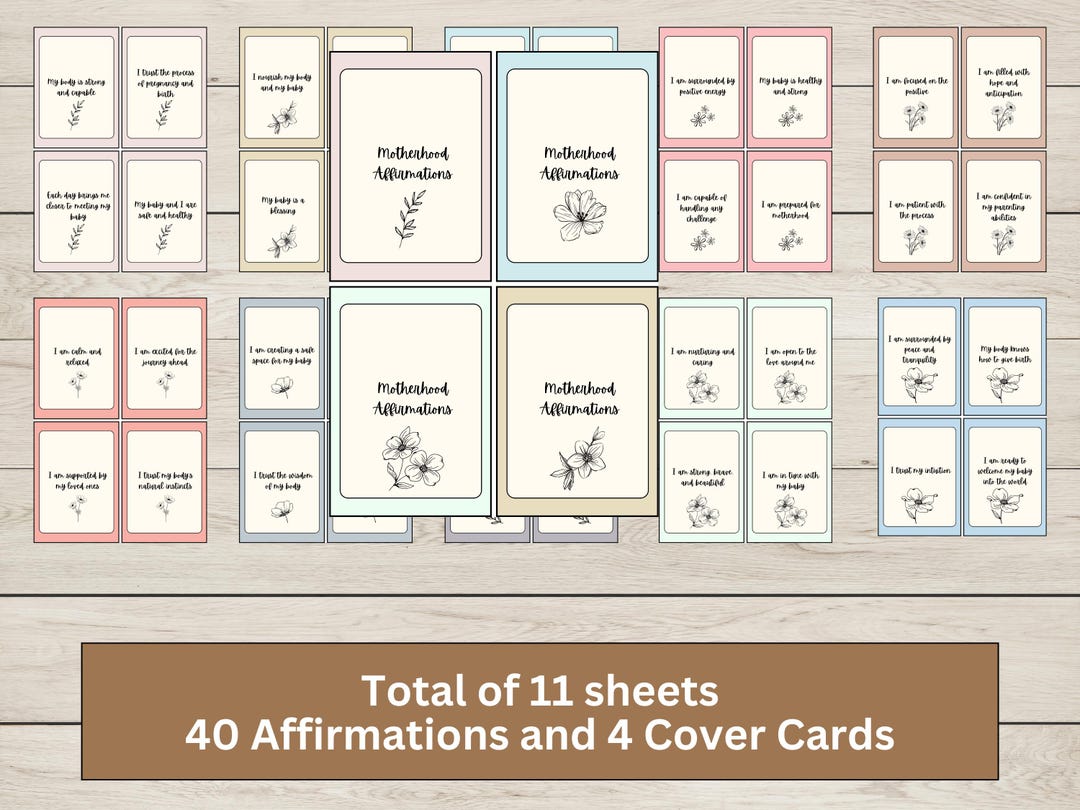Pregnancy Affirmation Cards | 40 Printable Motivational Cards for ...