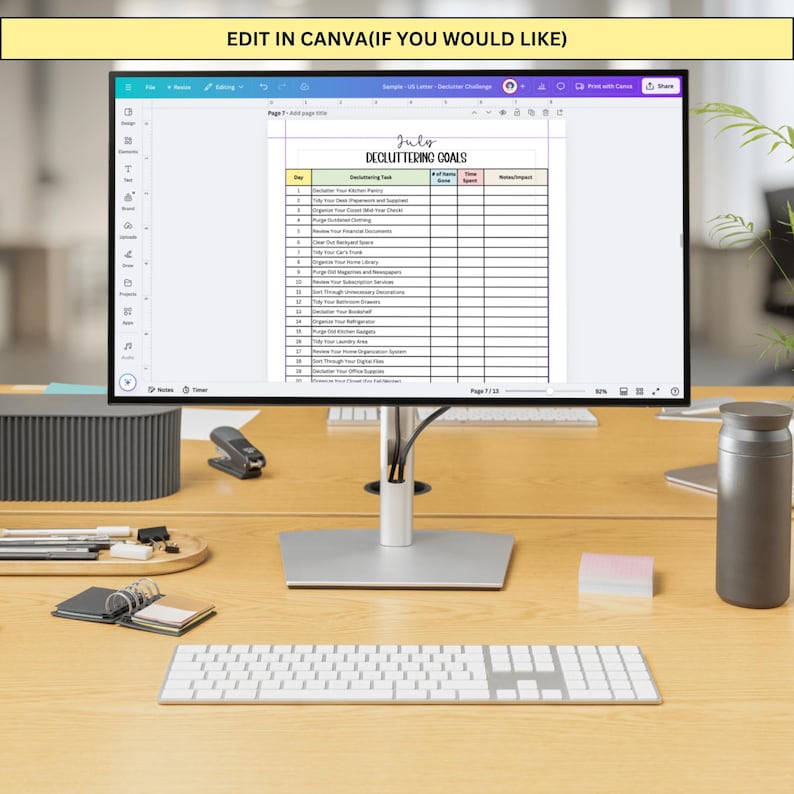 12-month Declutter Challenge: Customizable Canva Template (printable ...