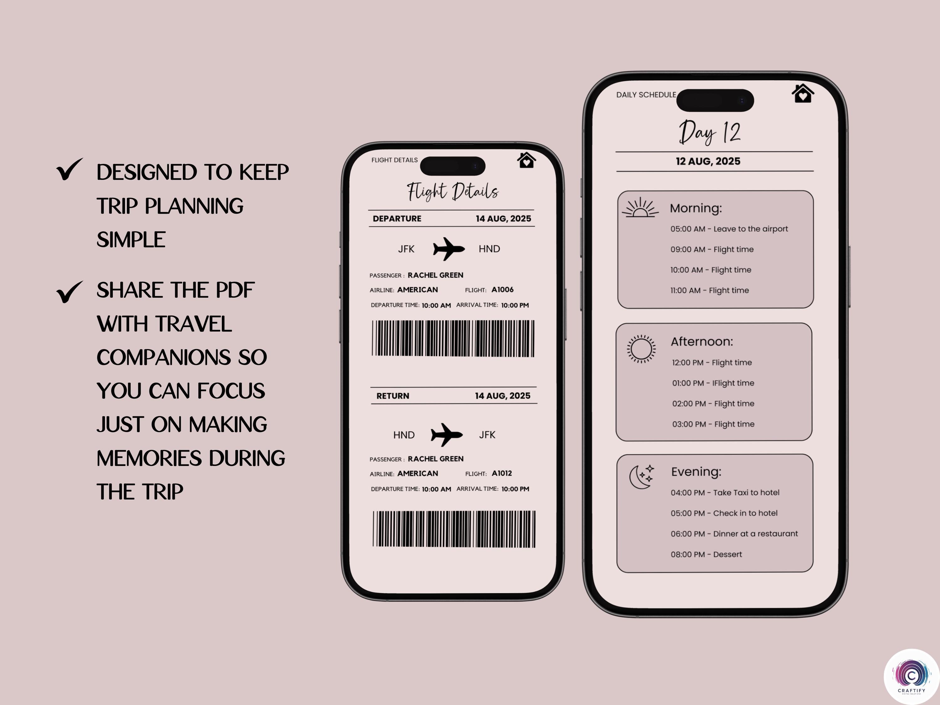 Personalized Canva Travel Itinerary Template Planner - Easy Edit ...