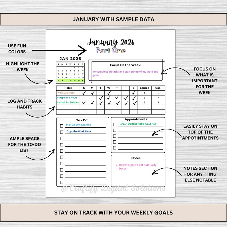 2025 - 2026 Weekly Planner Insert | Undated Planner Insert | Track ...