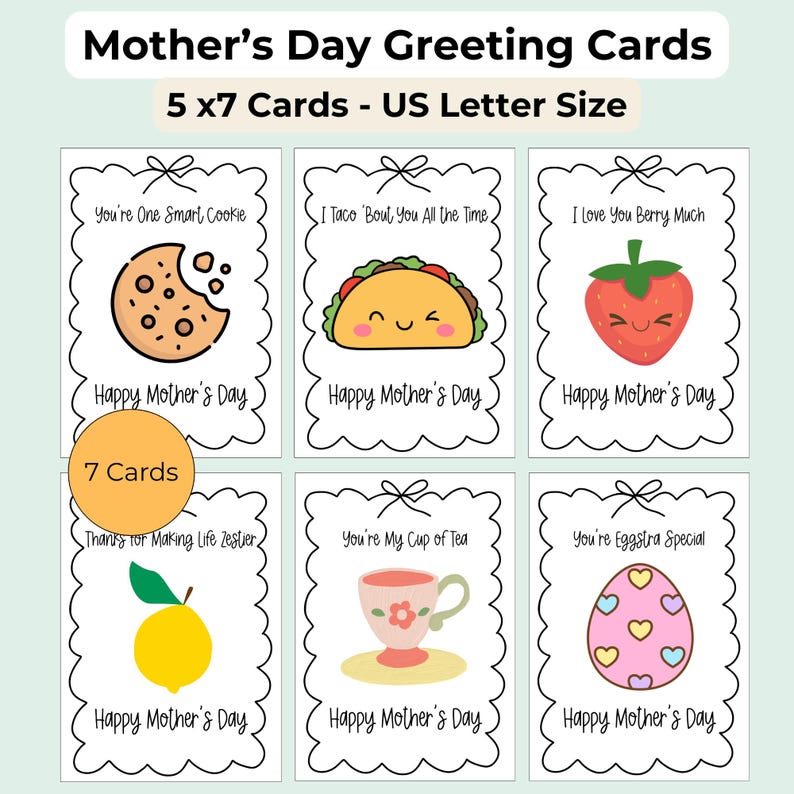 Mother’s Day Pun Greeting Card Bundle | 7 Cute and Funny Printable ...