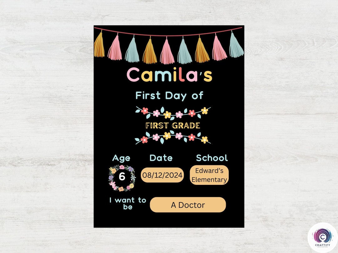 Editable Back to School Sign First Day of School Printable Instant ...