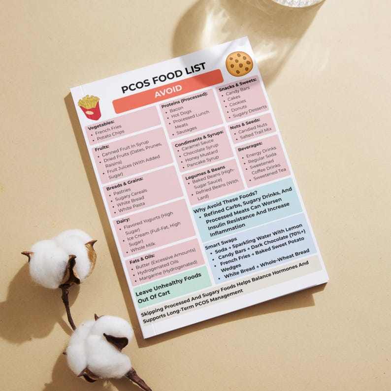 PCOS Diet Chart: Polycystic Ovary Syndrome Food List (printable PDF, US ...