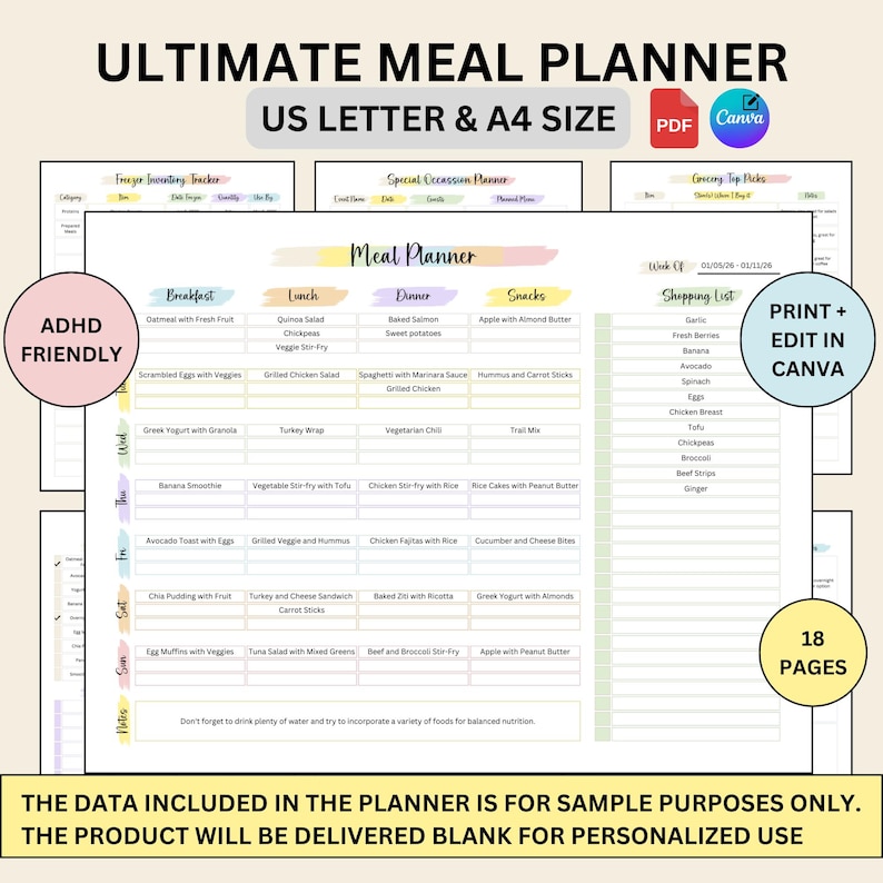 Ultimate Meal Planner Bundle - Meal Planning, Grocery List, Budget ...