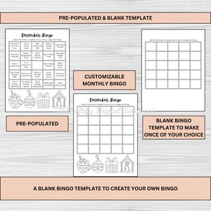 Monthly Bingo Tracker: Customizable Goal Templates (US Letter, A4, A5 ...