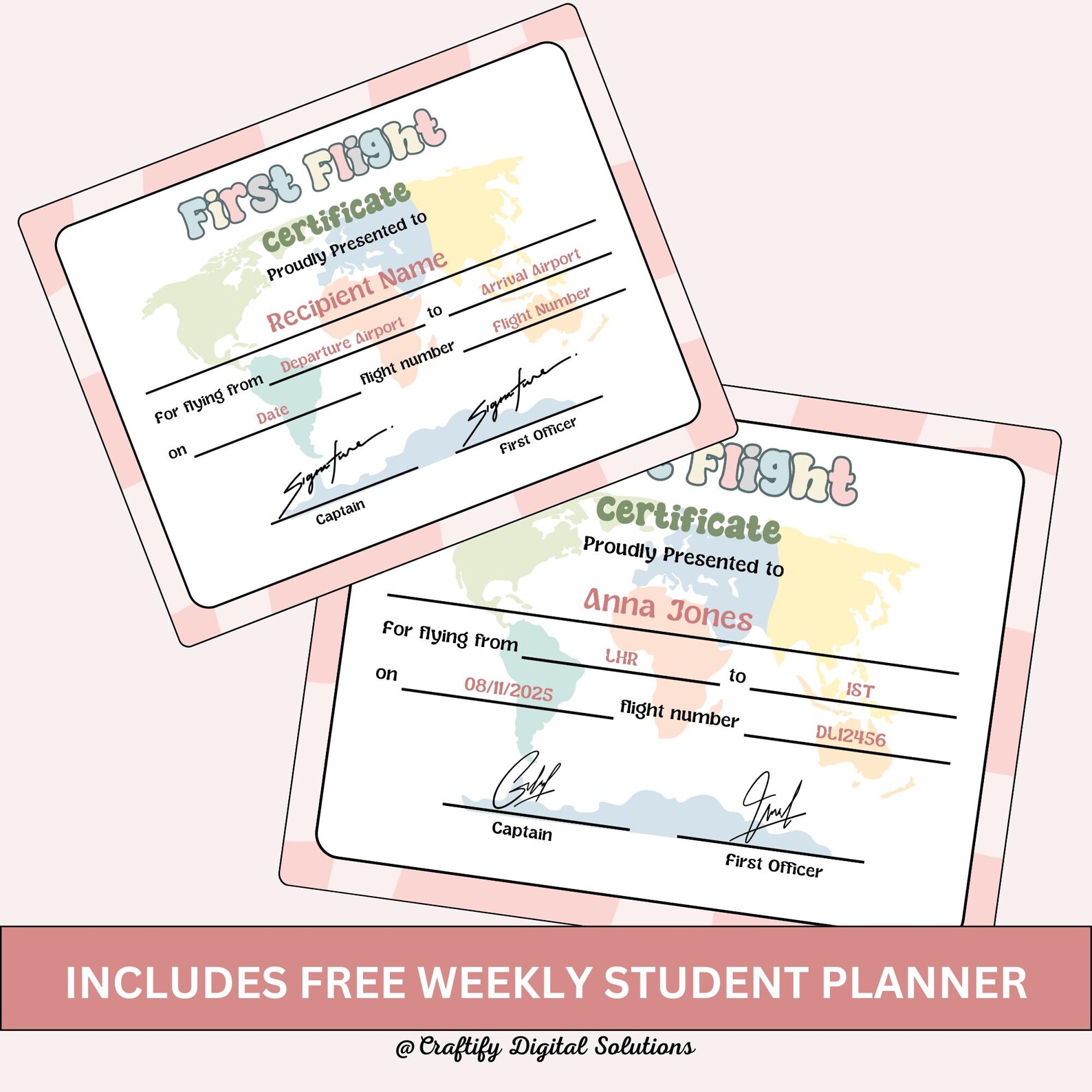 First Flight Certificate Keepsake: Customizable Toddler Gift (PDF ...