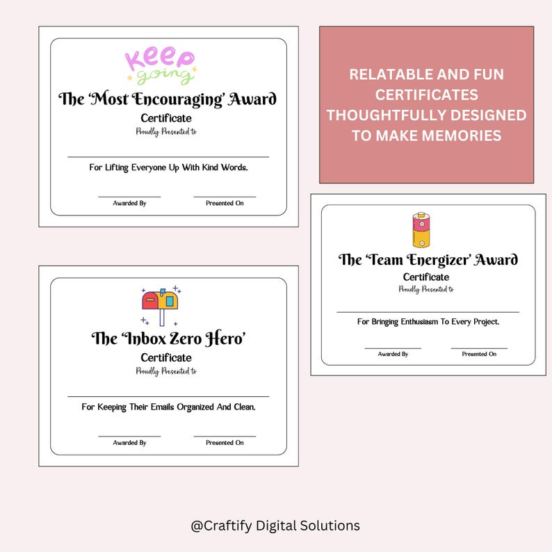 Funny Employee Award Certificates: Editable Office Awards (canva ...