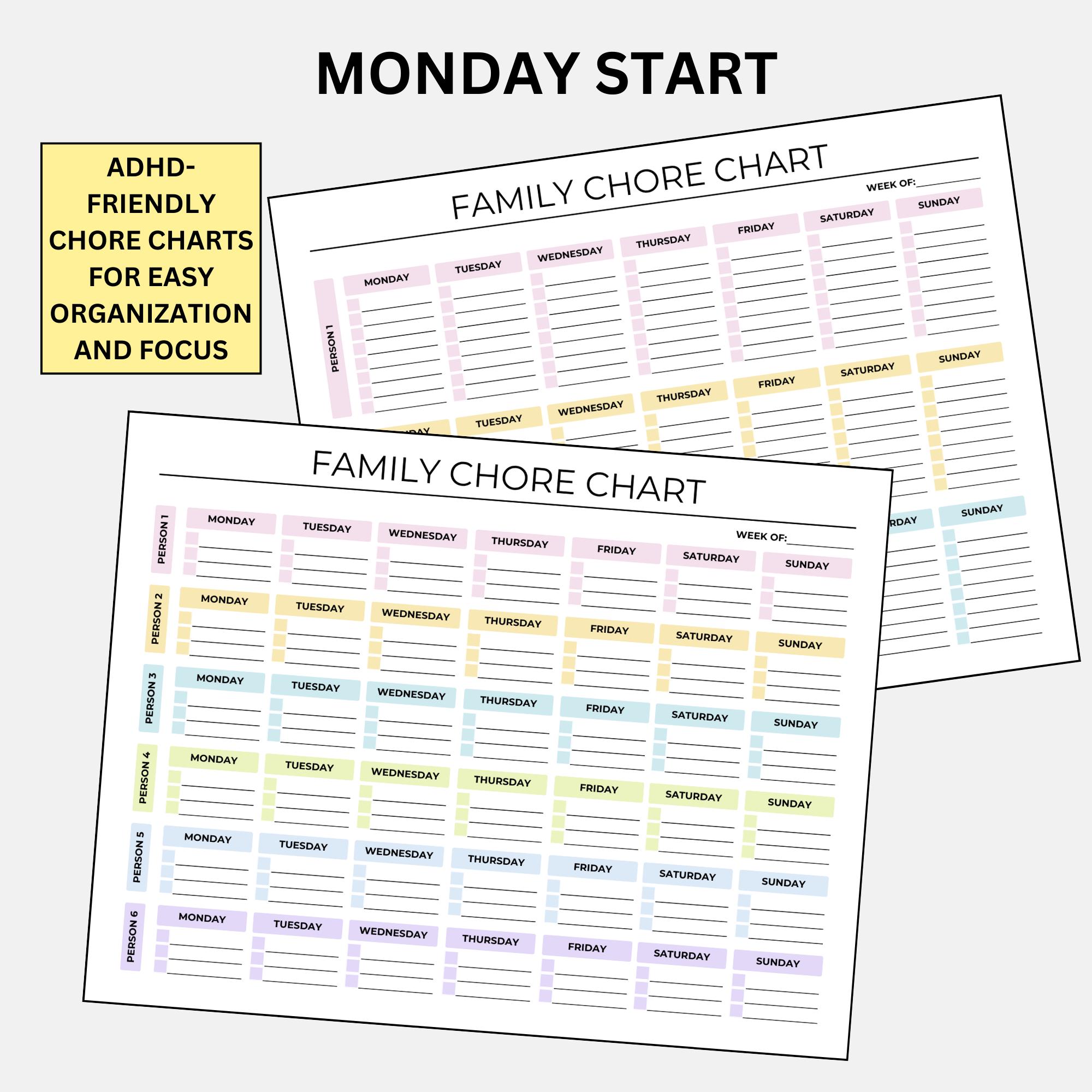 Editable Family Chore Chart: A4 & US Letter (digital Download) - Etsy