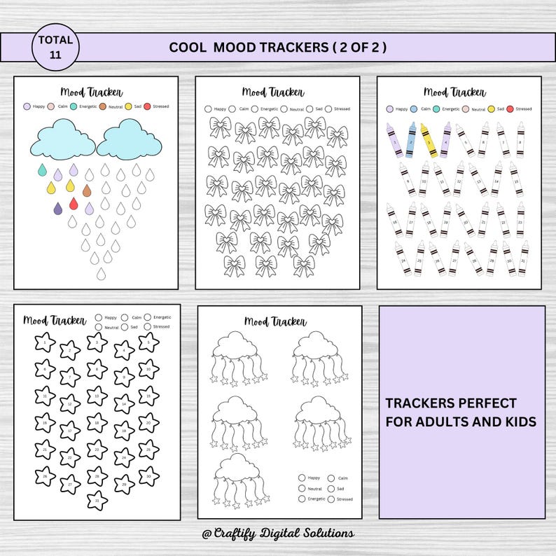 Bullet Journal Mood Tracker Set – 32 Unique Designs (PDF Download) - Etsy