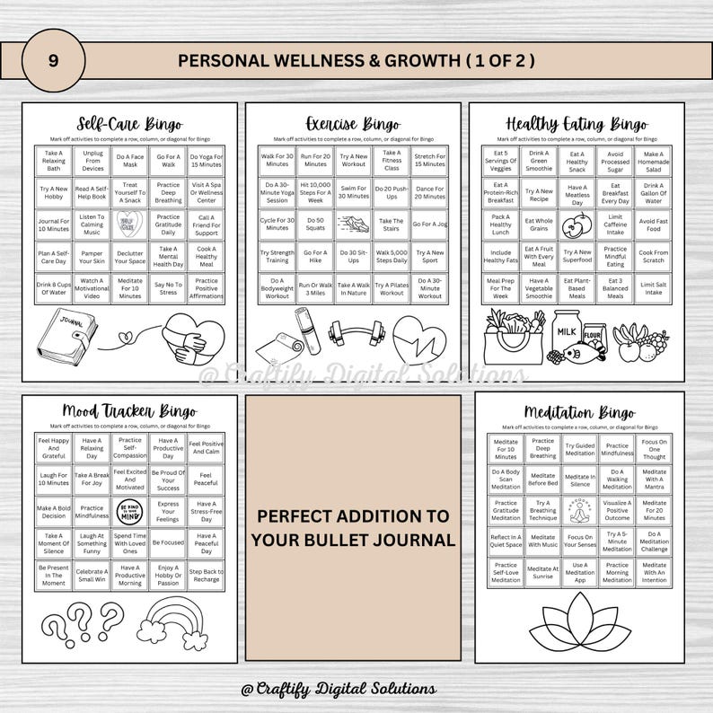 Bingo Tracker Bundle: 30 Habit Trackers + Blank Template (US Letter, A4 ...