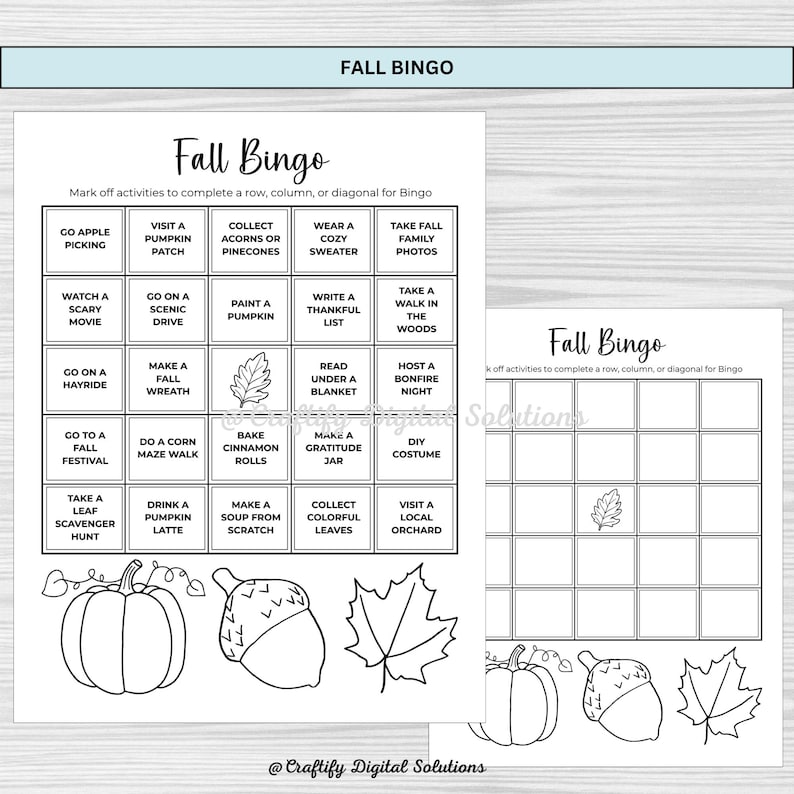 Seasonal Activity Bingo Game: Spring, Summer, Fall, Winter (printable ...