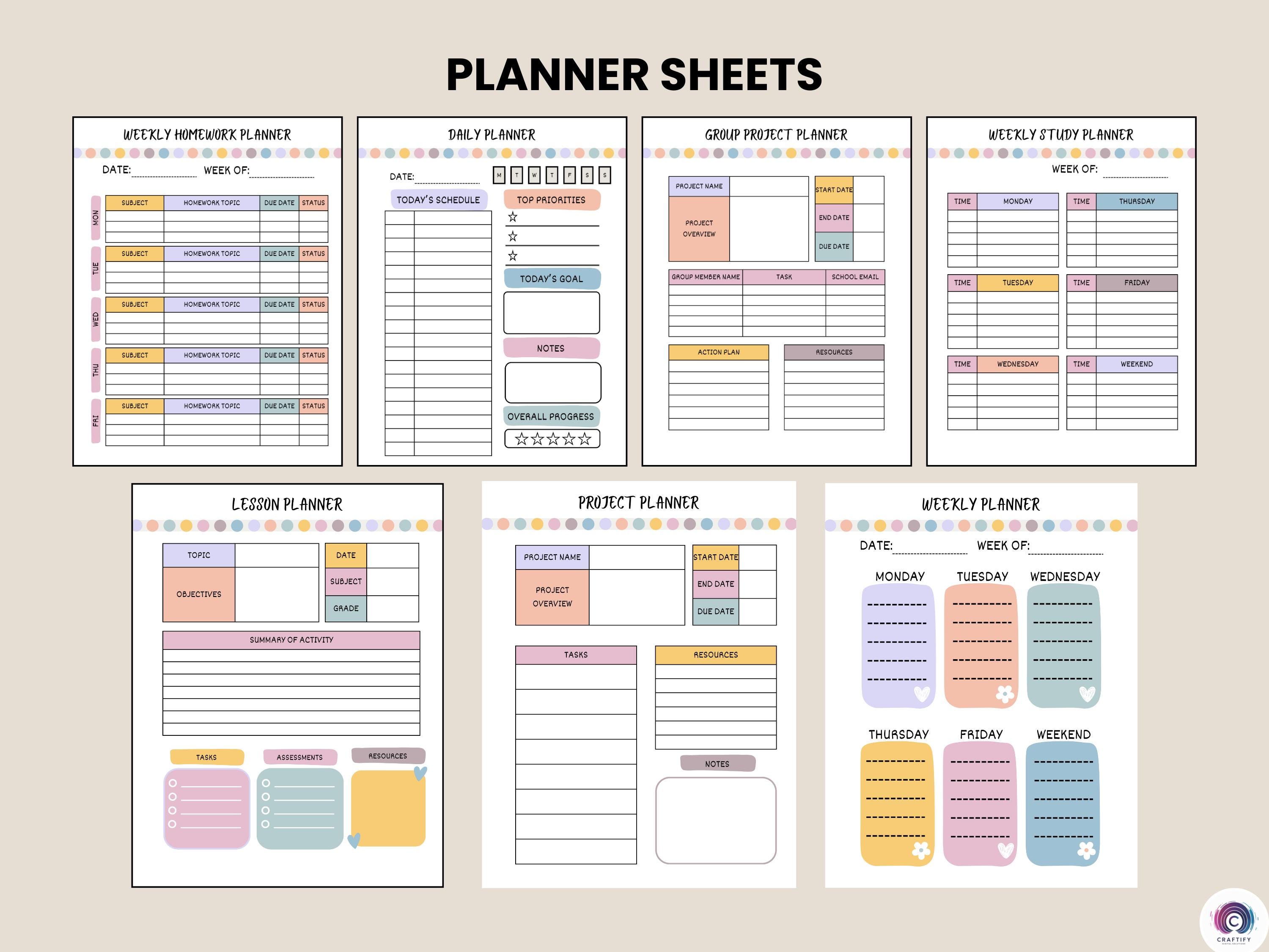 Kids School Planner, 2024, Daily Planner, Goal Planner, Exam Prep, Goal ...