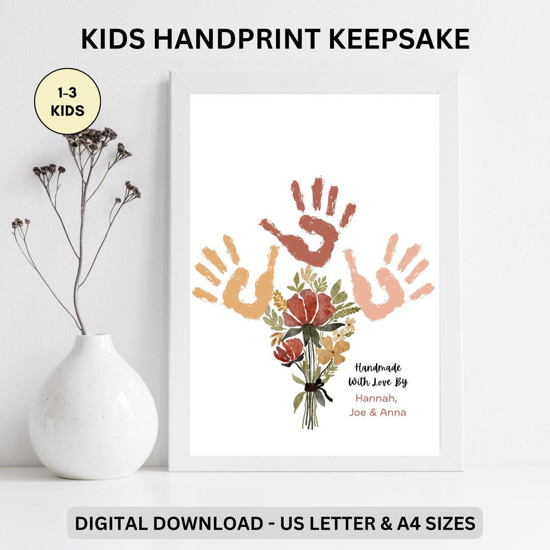Mother's Day Handprint Art Keepsake: DIY Gift for Mom, Grandma (digital ...