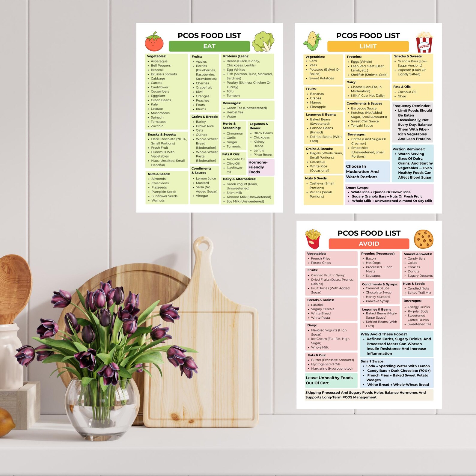 PCOS Diet Chart: Polycystic Ovary Syndrome Food List (printable PDF, US ...