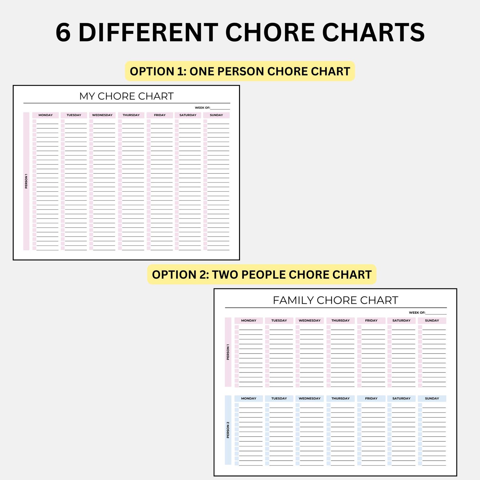 Editable Family Chore Chart: A4 & US Letter (digital Download) - Etsy