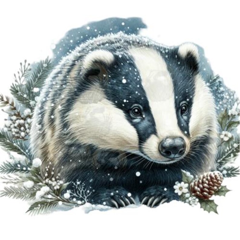 Christmas Badger Clipart: Winter Holiday Pngs (digital Download) - Etsy