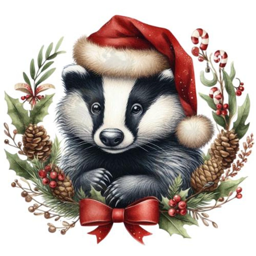 Christmas Badger Clipart: Winter Holiday Pngs (digital Download) - Etsy