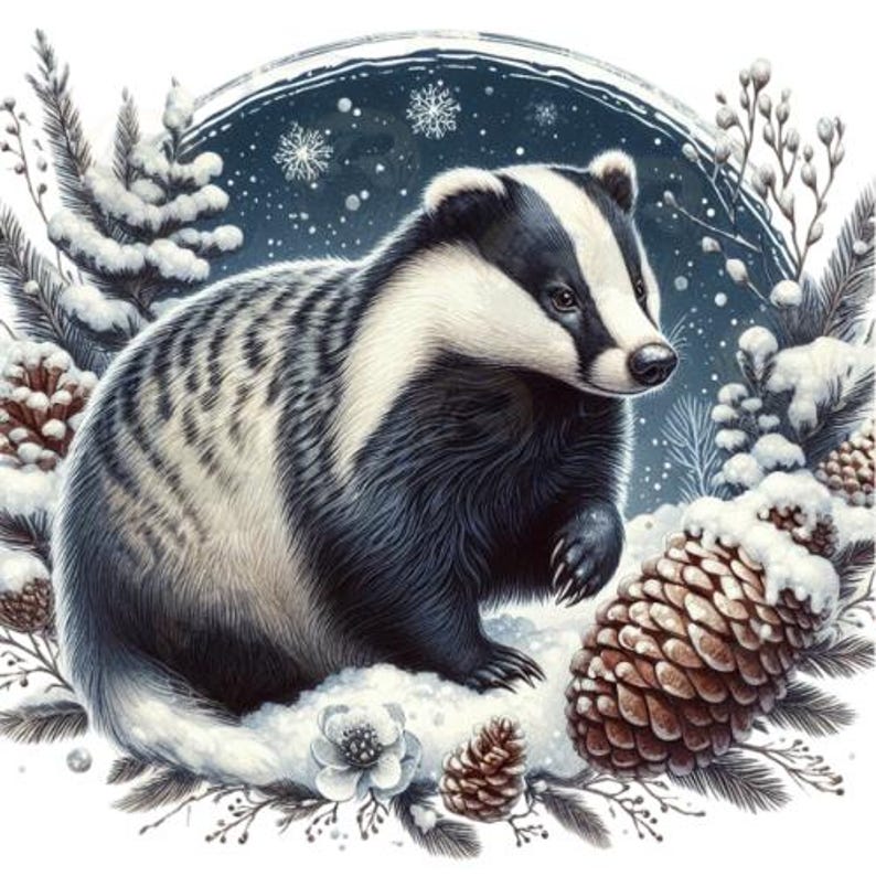 Christmas Badger Clipart: Winter Holiday Pngs (digital Download) - Etsy