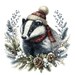 Christmas Badger Clipart: Winter Holiday Pngs (digital Download) - Etsy